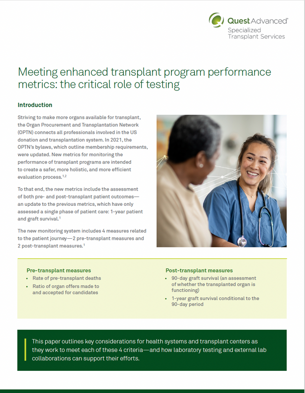 Meeting enhanced transplant program performance metrics: the critical ... Meeting enhanced transplant program performance metrics: the critical ...